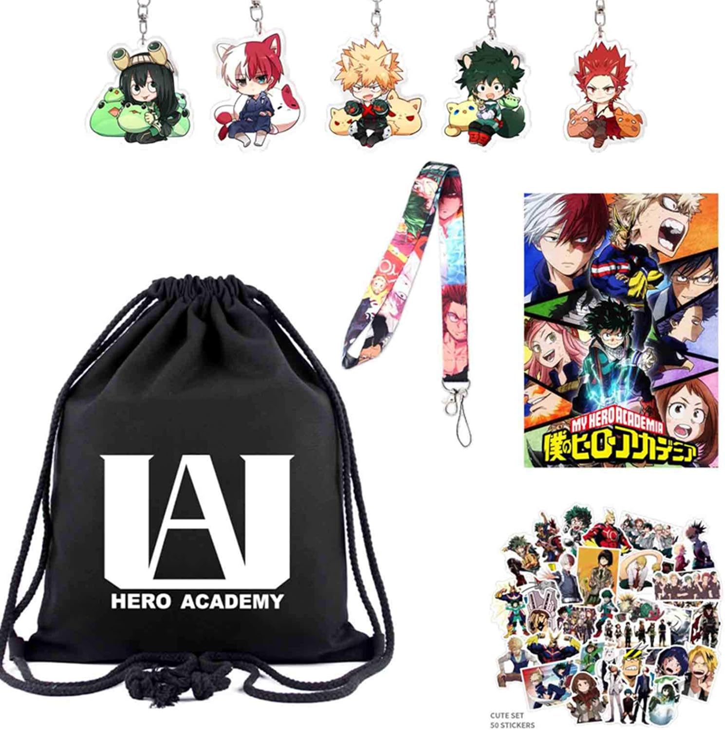 Elibeauty My Hero Academia Gift Sets, Including 1 Drawstring Bag, 50 ...