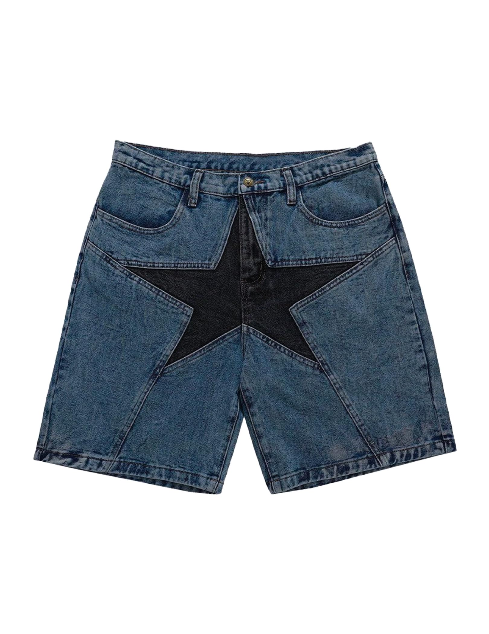 Aelfric Eden Unisex Star Patchwork Jorts Women Denim Shorts Men y2k ...