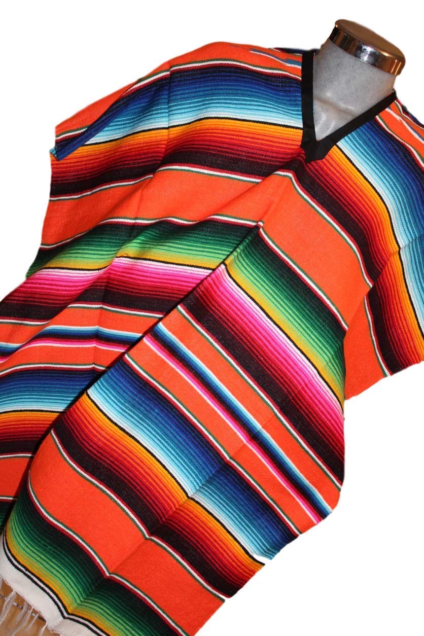 Jorongo Poncho Gabán Mexicano Sarape Artesanal Naranja: Amazon.com.mx ...