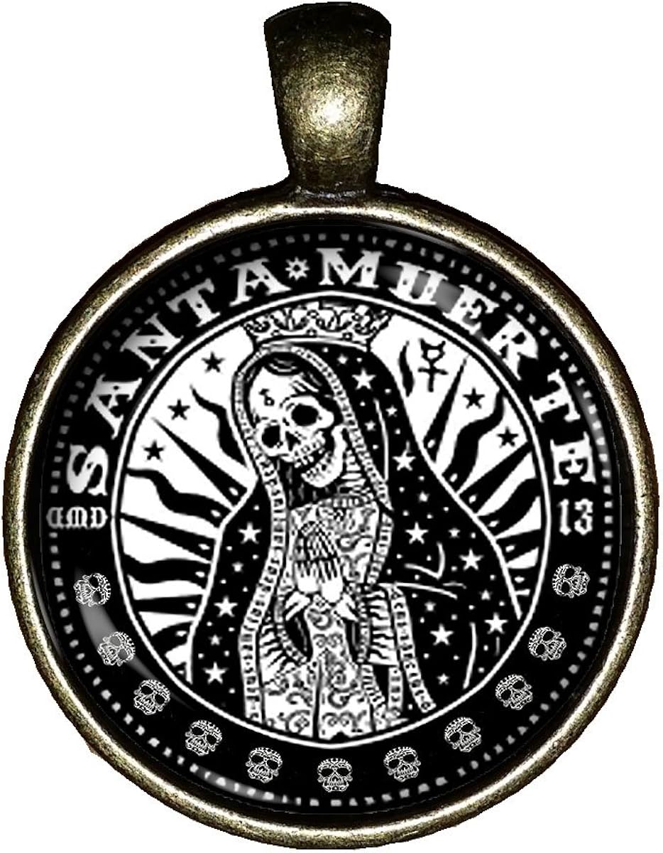 Amazon.com: Santa Muerte Necklace Jewelry Sugar Skulls Death Pendant ...