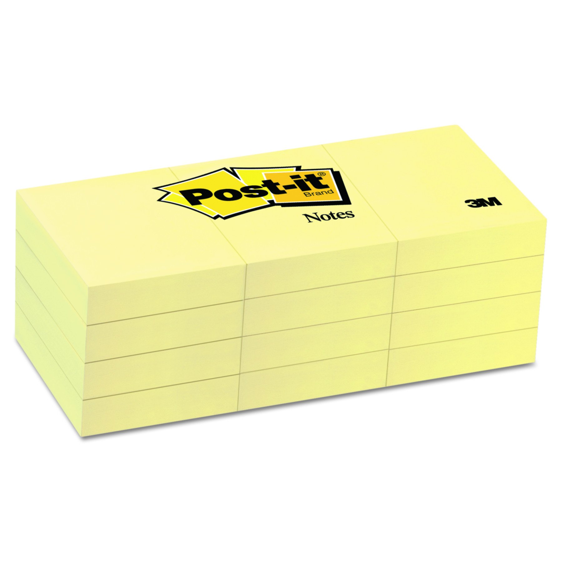 post-it-notes-1-3-8-x-1-7-8-inches-canary-yellow-12-pads-pack-12-pads