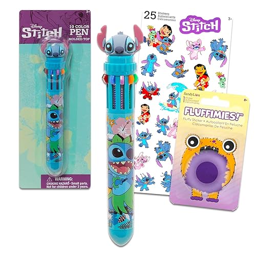 Stitch Pen Set - 10 Color in One Lilo and Stitch Ballpoint Pen Gift Bundle for Kids Featuring ...