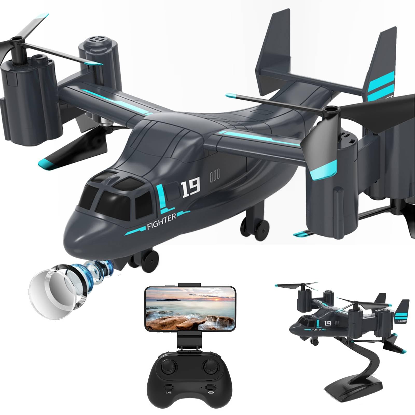 Helicopter Remote Control, LM19 Ospery Military RC Helicopter with Live ...