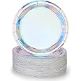 Amazon.com: Iridescent Paper Plates 9 Inches [50 pack] Round Disposable ...