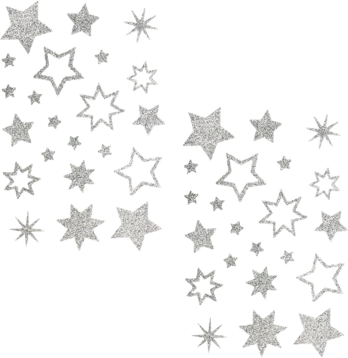 Oblique Unique® Stern Sticker Aufkleber Silber Glitzernde Funkelnde Sterne Mix - selbstklebend ...
