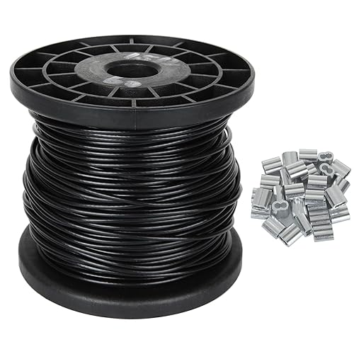CertBuy 200Ft Vinyl Wire Rope 1/16 Inch Black Coated Covered 304 ...