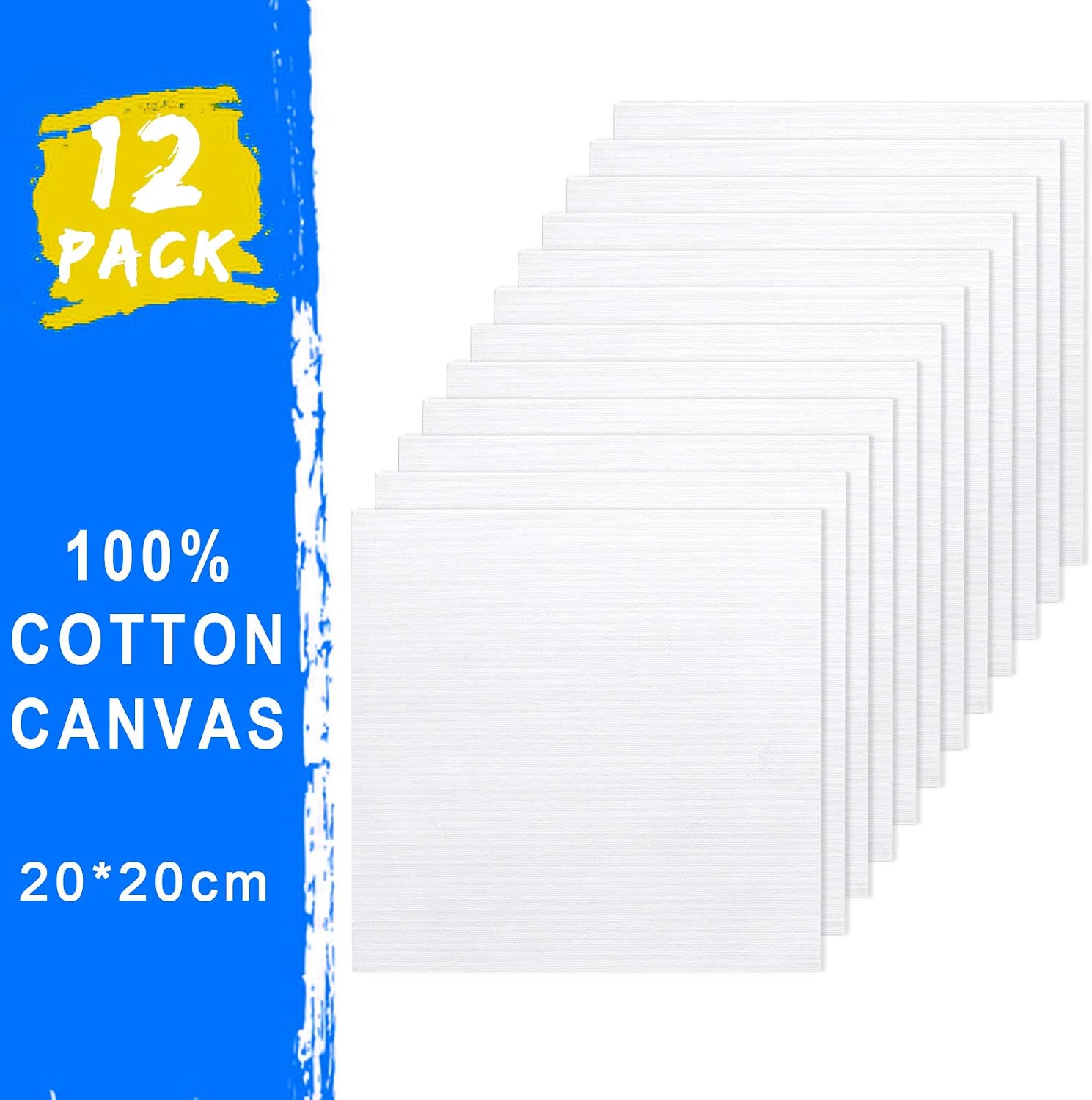 Joyibay 20×20CM Canvas Panels Pack, 12 PCS DIY Blank Painting Canvas ...