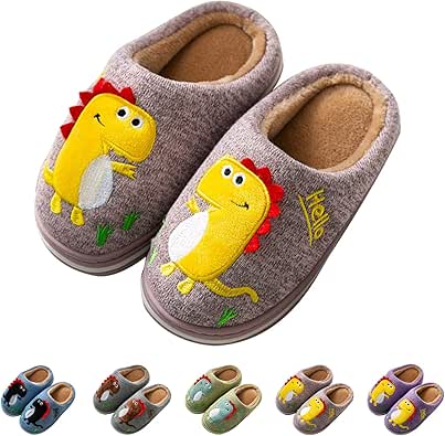 Amazon.com | Cute Animal House Slippers for Kids Toddlers Dinosaur ...