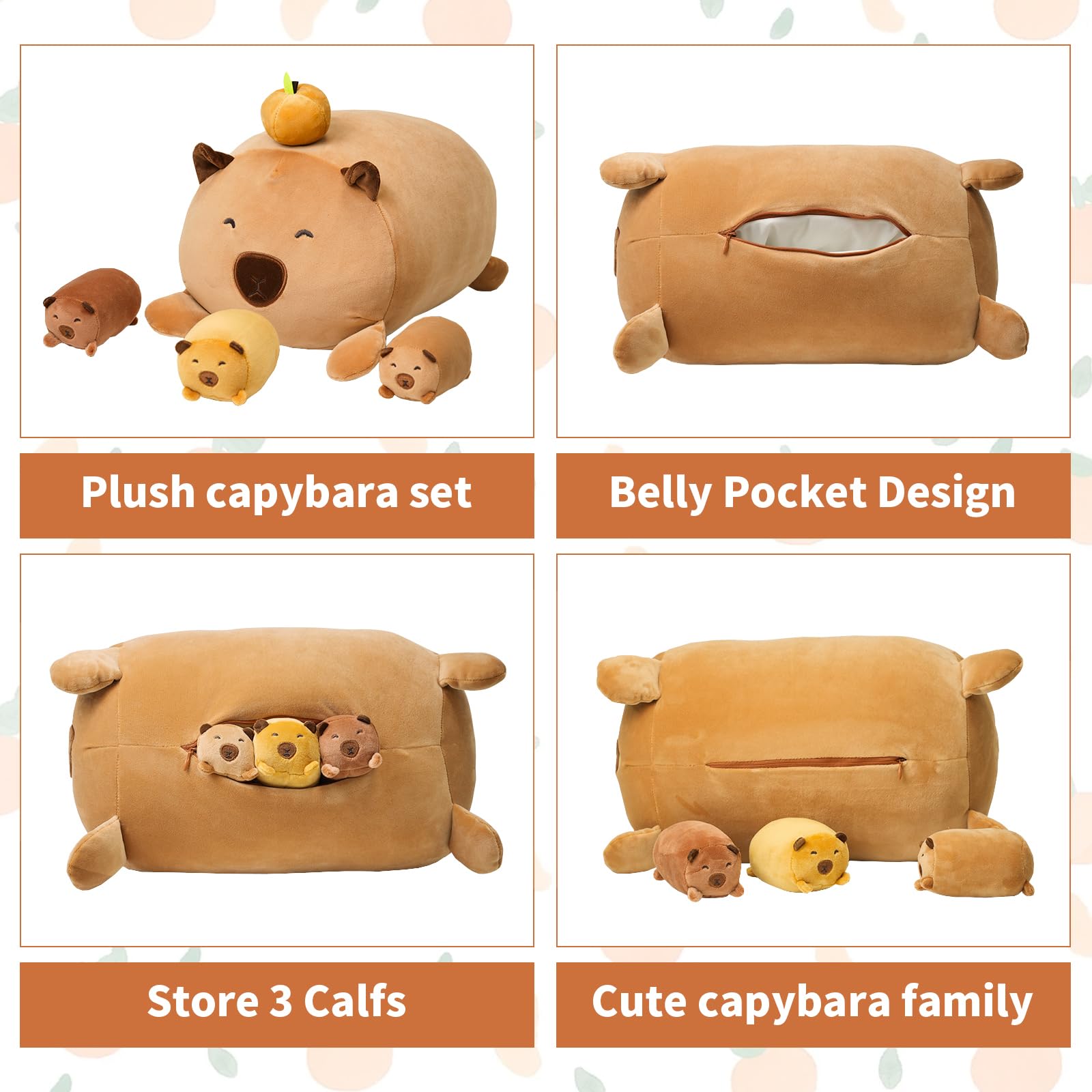 Mua Capybara Stuffed Animals with Mommy and 3 Baby Capybara in Tummy ...