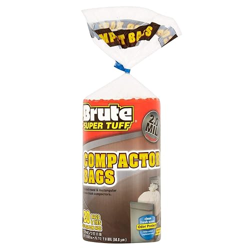 Brute Super Tough Compactor Trash Bags 20 Count -Extra Thick 2.0 Mil ...
