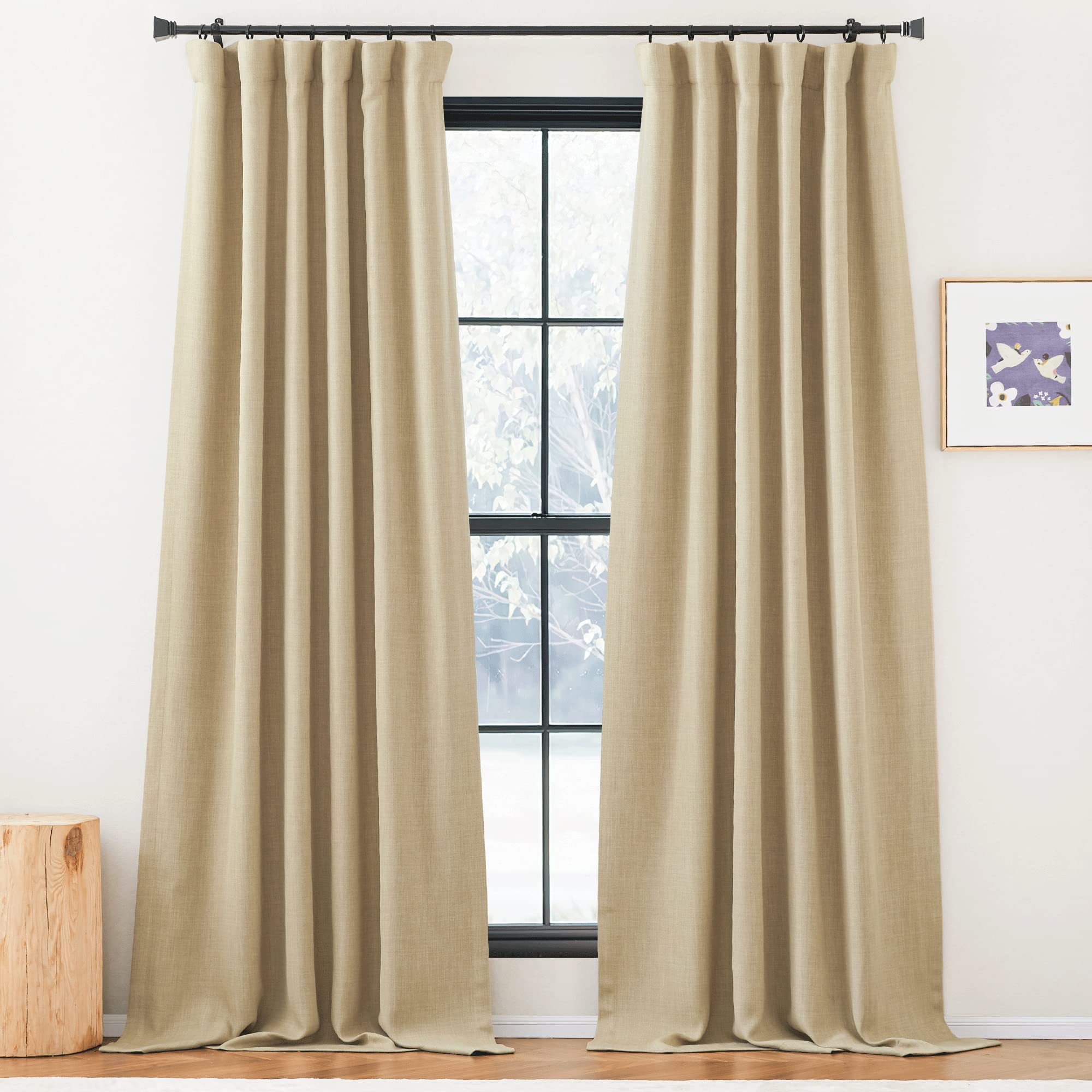 NICETOWN 100% Polyester Living Room Curtains & Drapes, Pinch Pleated ...