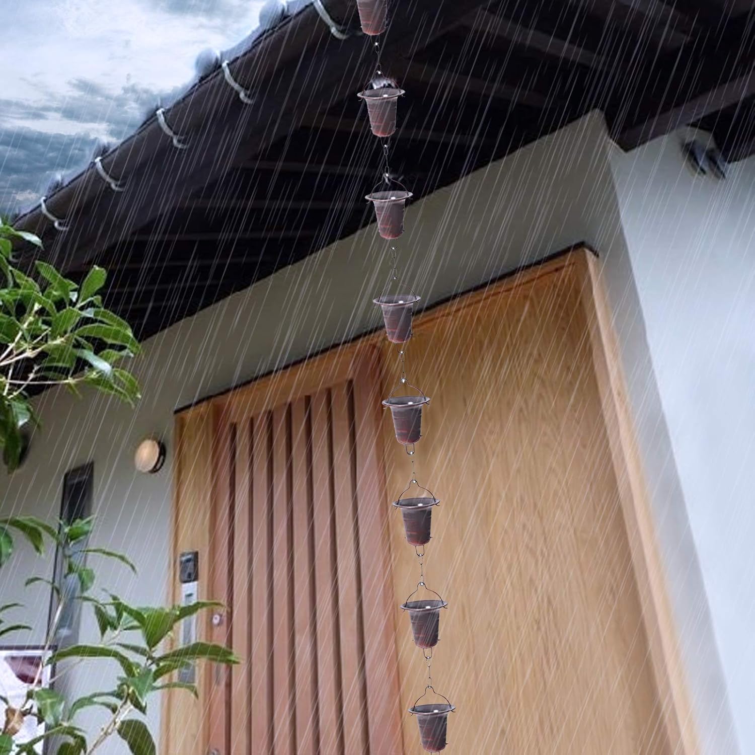 DIYARTS Rain Gutter Chain Rain Chain Kit Cup Shape Rain Chains Ring ...