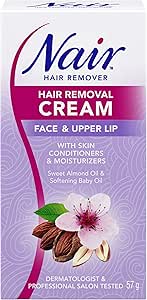 Nair Hair Removal Cream for Face & Upper Lip with Sweet Almond Oil and ...