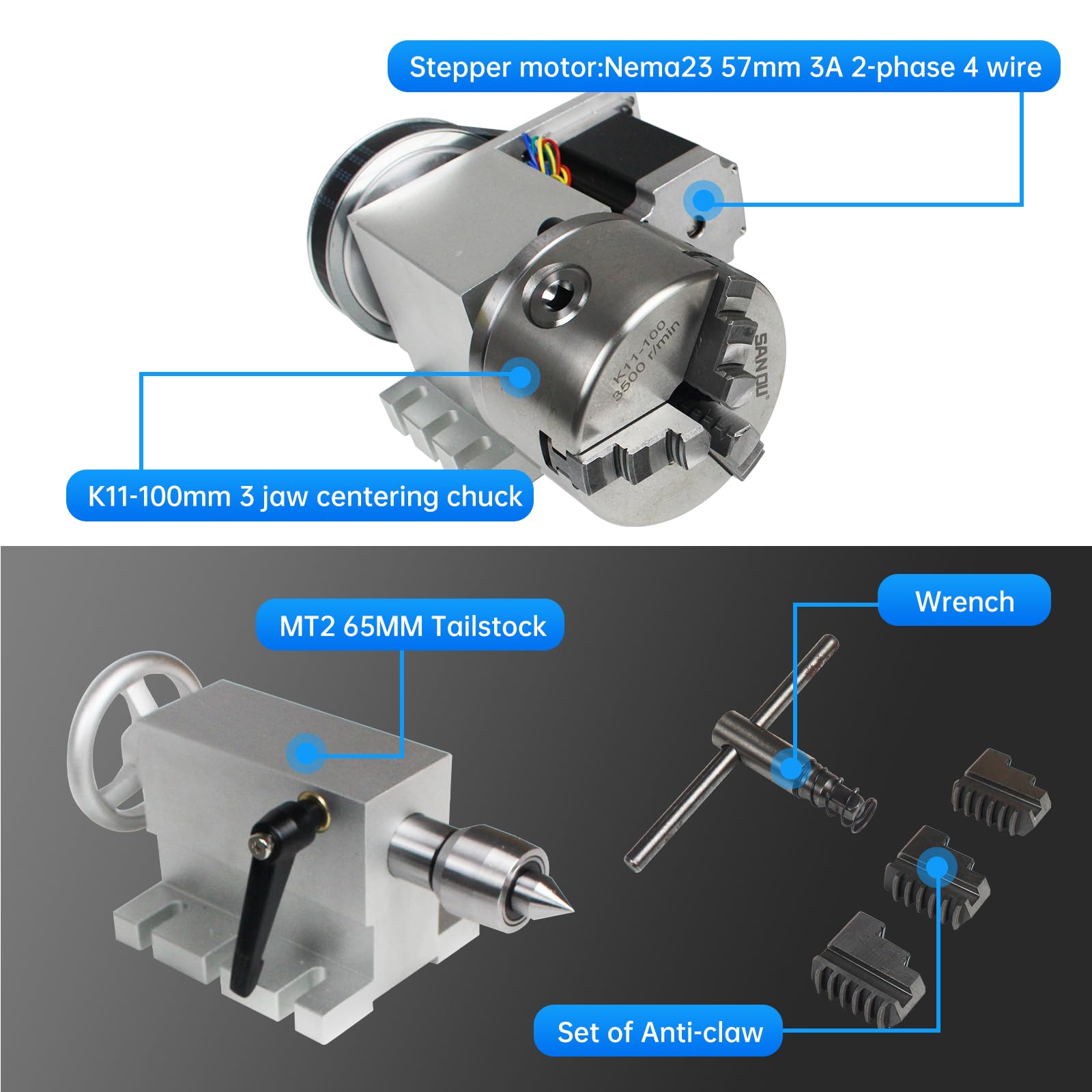 Mua CNCTOPBAOS CNC Rotary Axis 4th Axis with 3 Jaw Chuck,K11-100mm ...