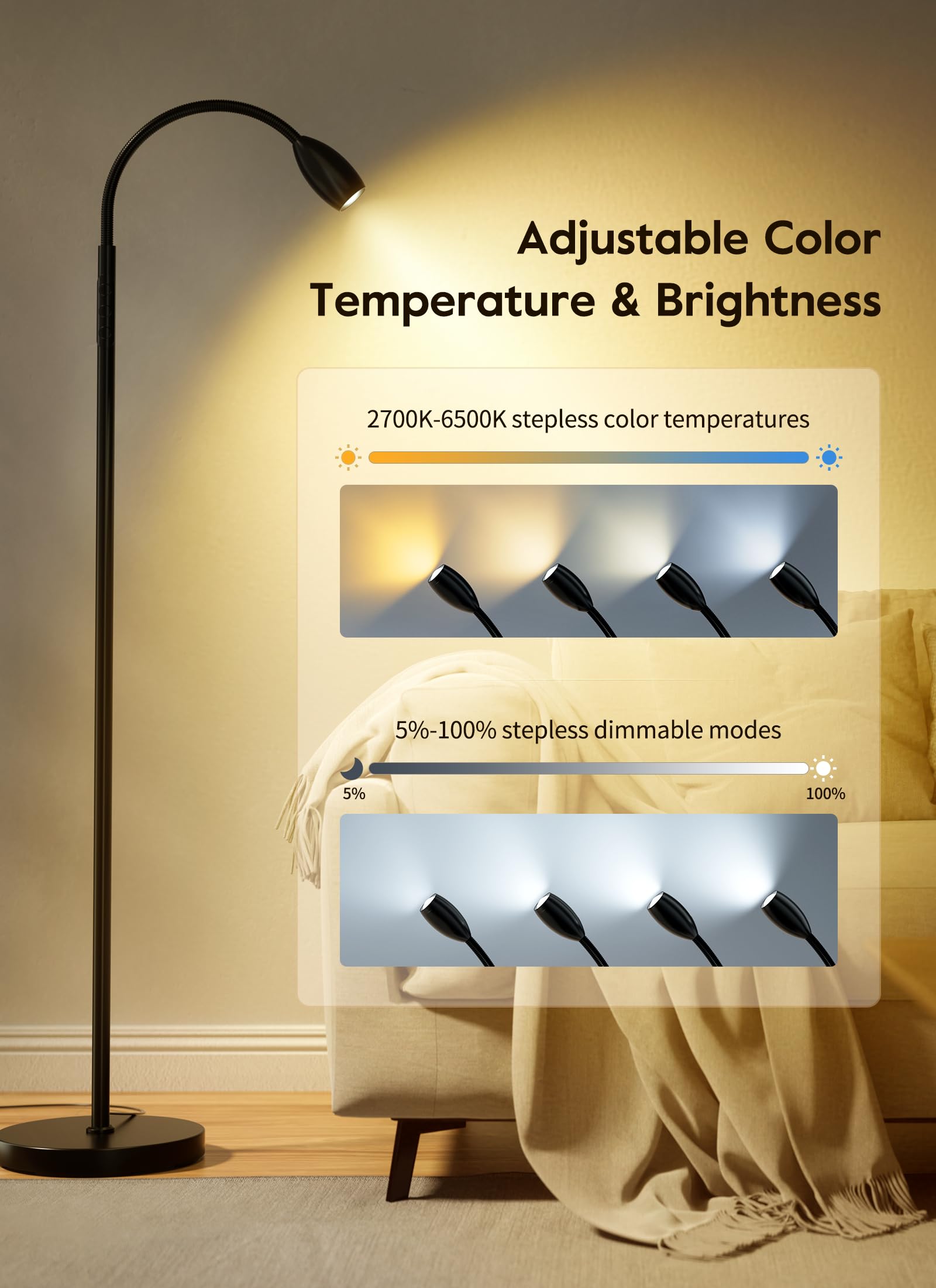 Mua Brightown LED Floor Lamp - Shrinkable Spotlights Adjustable Slim ...