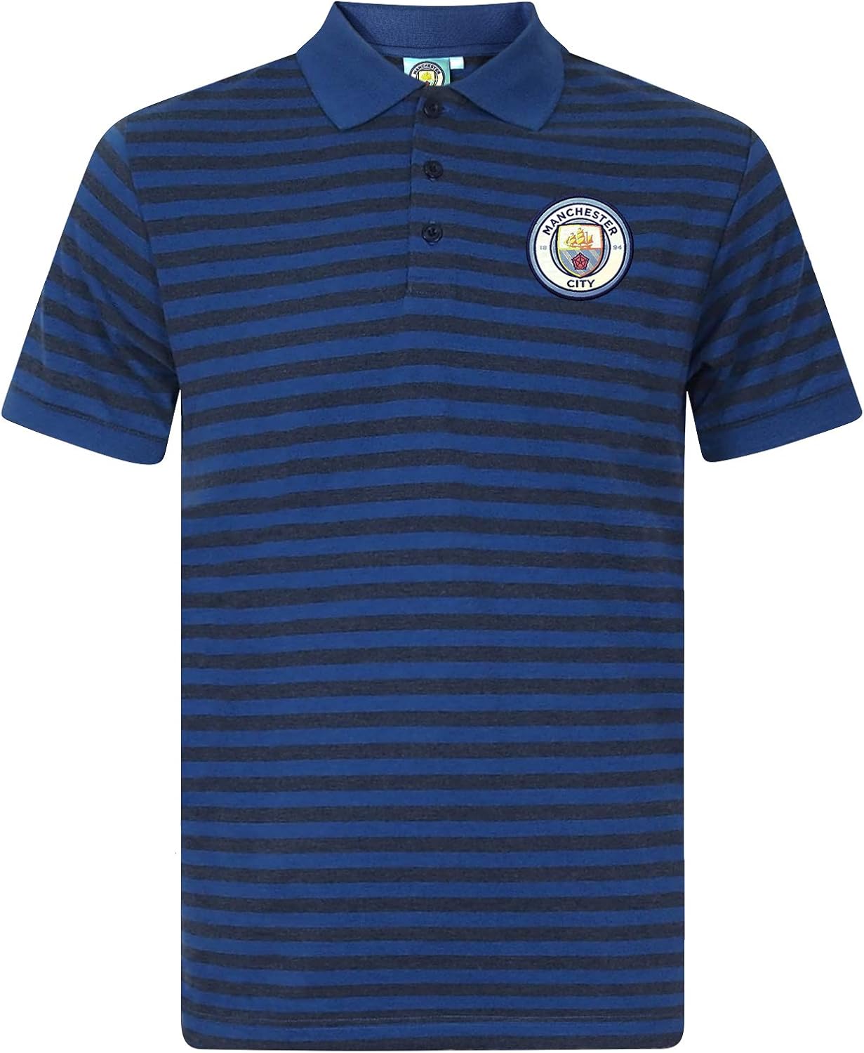 Manchester City FC - Polo oficial para hombre - A rayas - Azul: Amazon ...