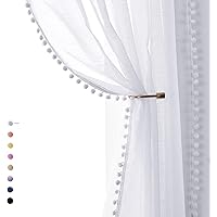 MIULEE White Sheer Curtains with Embroidered Leaf Pattern for Living ...