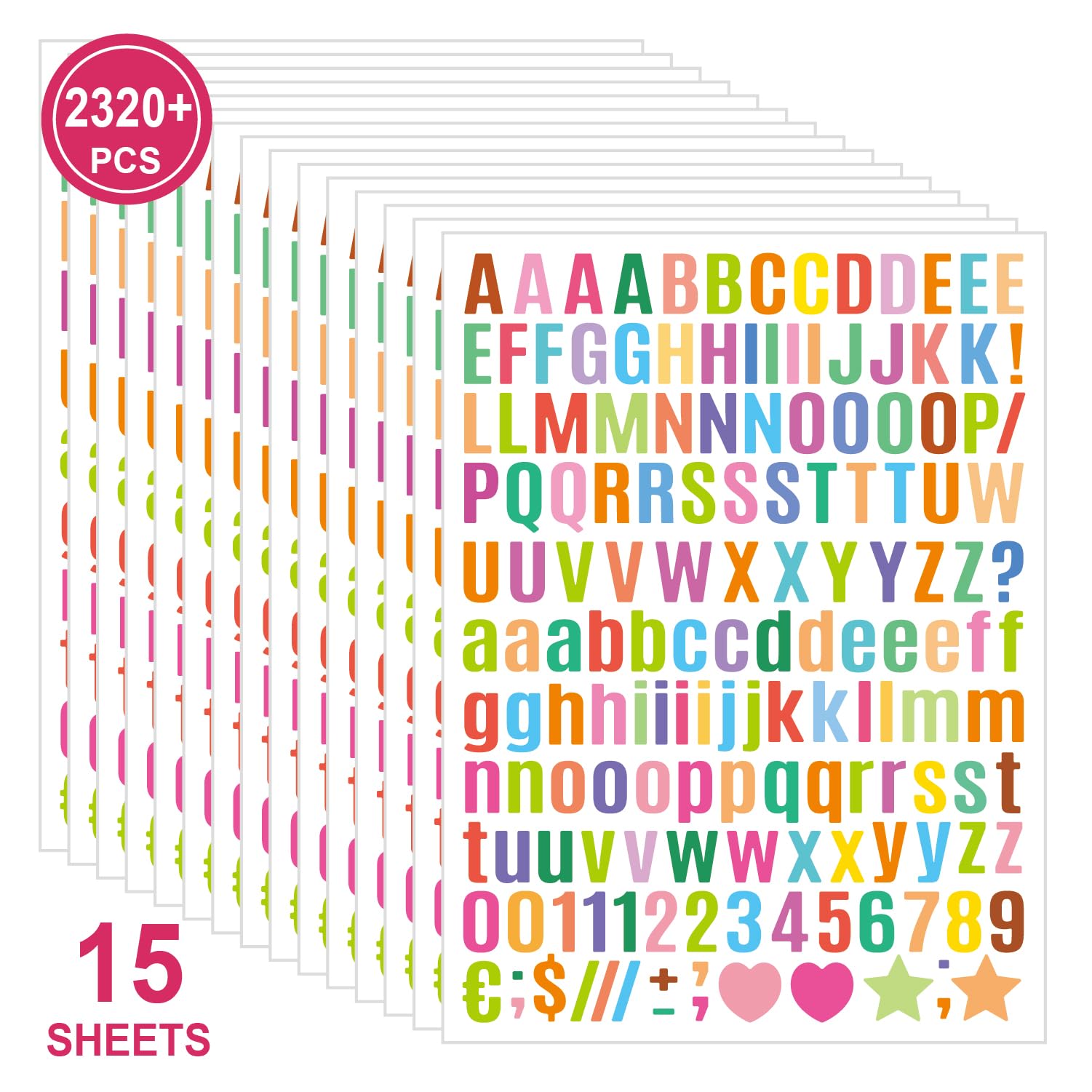 Mua 15 Sheet Small Letter Stickers - 1/2 Inch Colored Vinyl Self ...