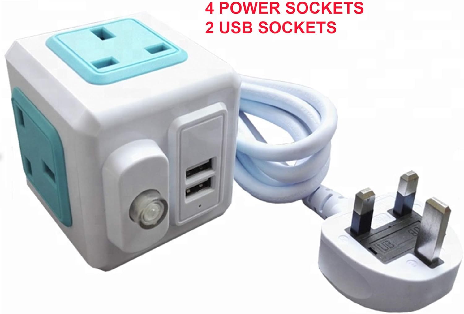 Mini Power Cube with 2 USB,4 Way Switched MagicCube 2m Extension Lead ...