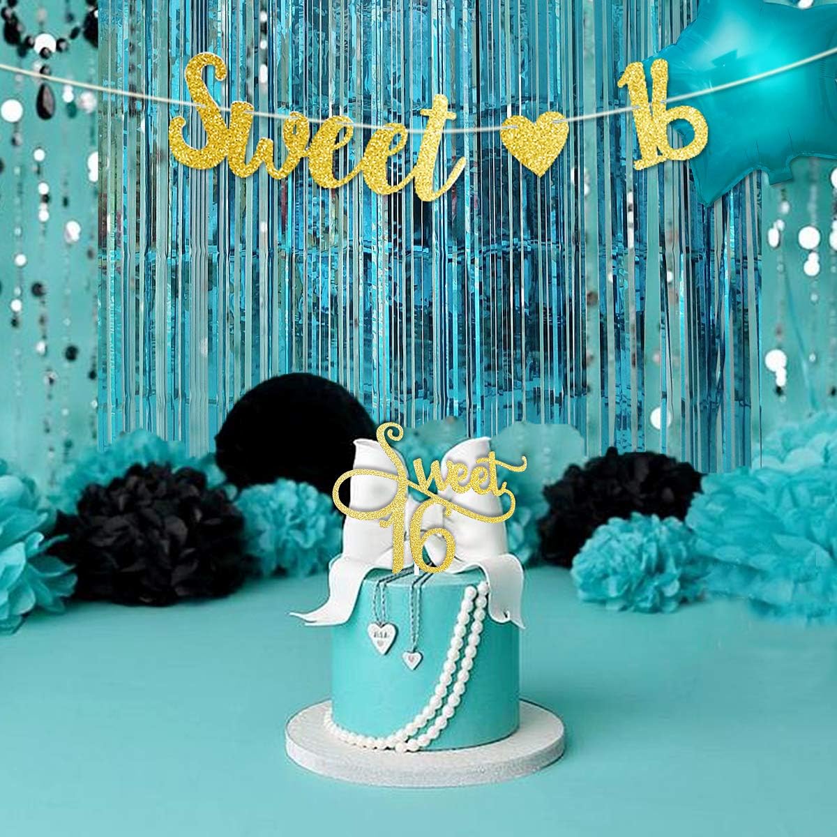 Sweet 16th Birthday Decorations For Girls Turquoise Teal And Gold 