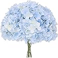 Amazon.com: FLORRALIA Fake Blue Hydrangea Artificial Flowers - Faux ...