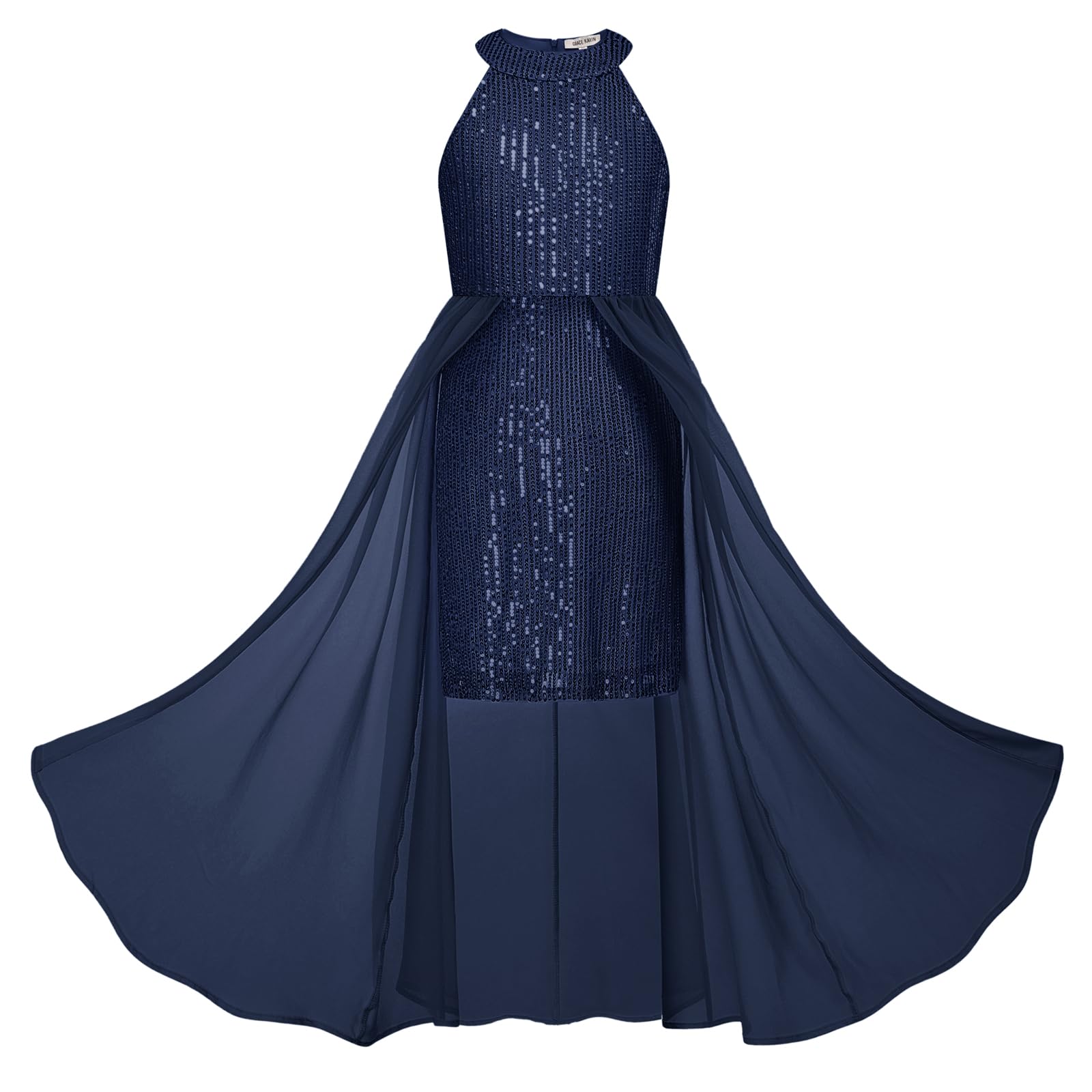 GRACE KARIN Teen Girls Formal Dress Navy Blue Kids Sequin Fancy Party ...