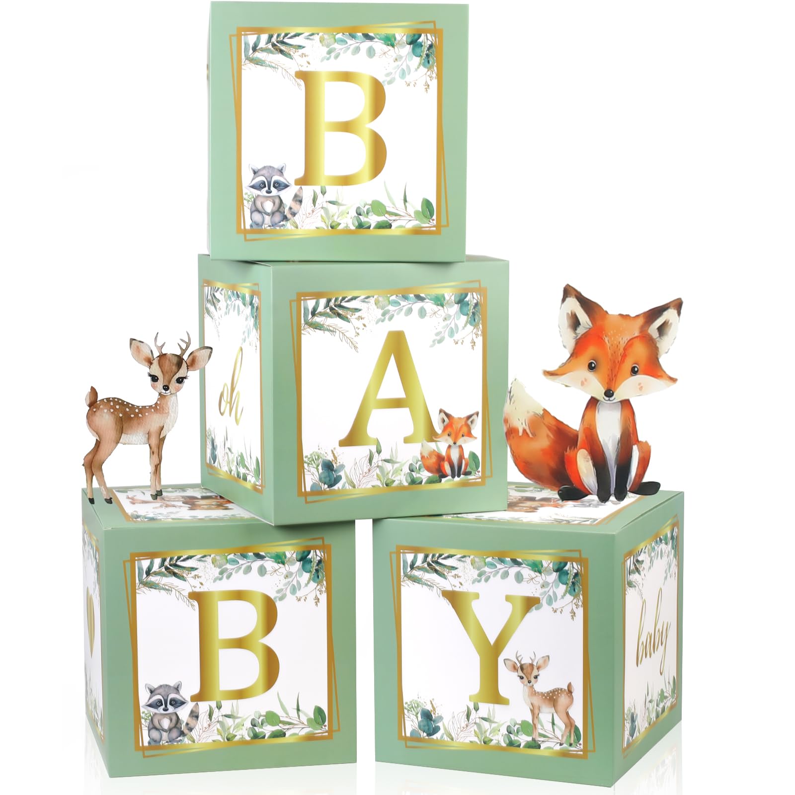 Alitifiy Sage Green Baby Boxes with Letters for Baby Shower, 4pcs ...