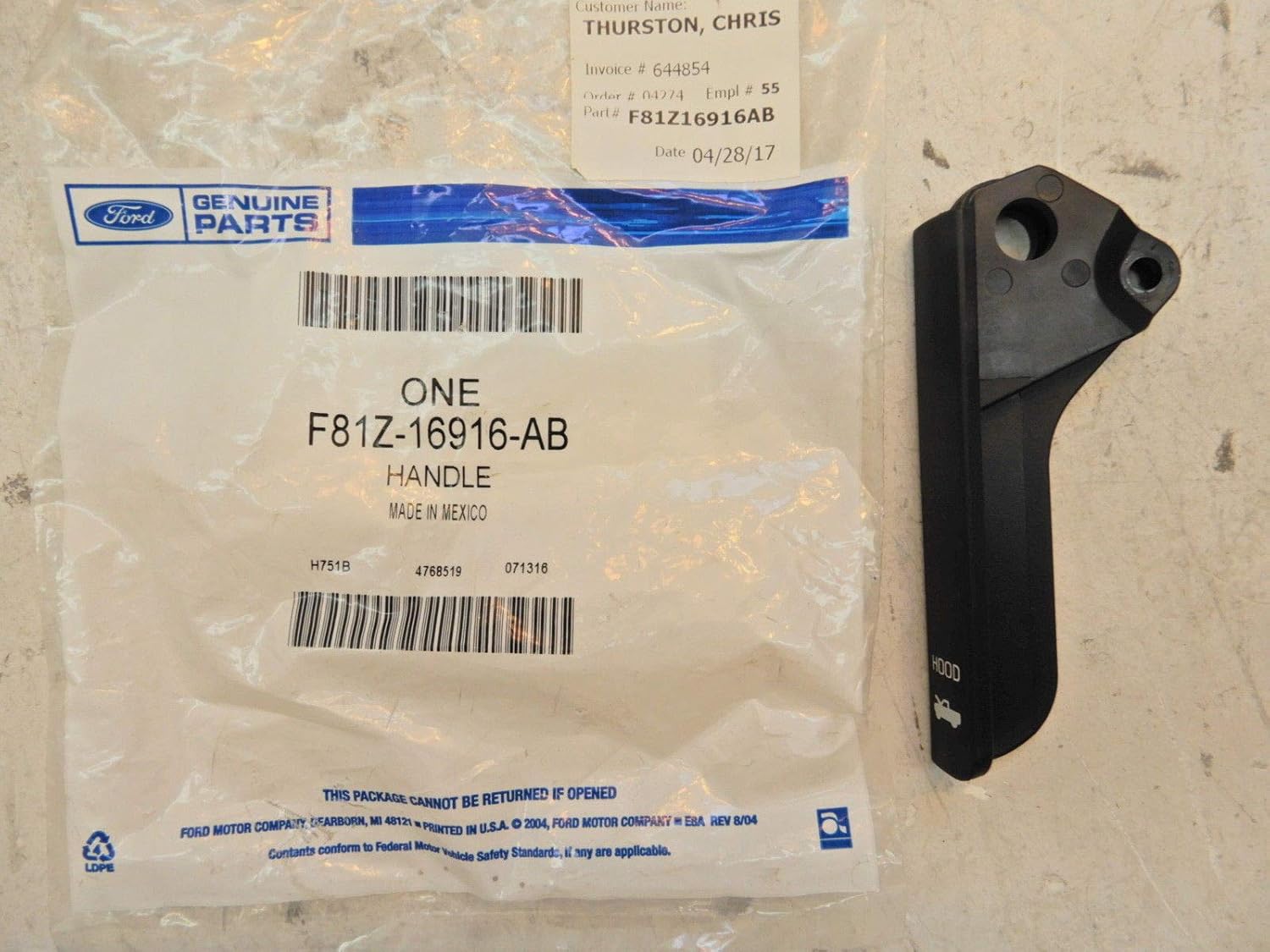 Amazon.com: Genuine Ford F81Z-16916-AB Hood Control Cable Assembly ...