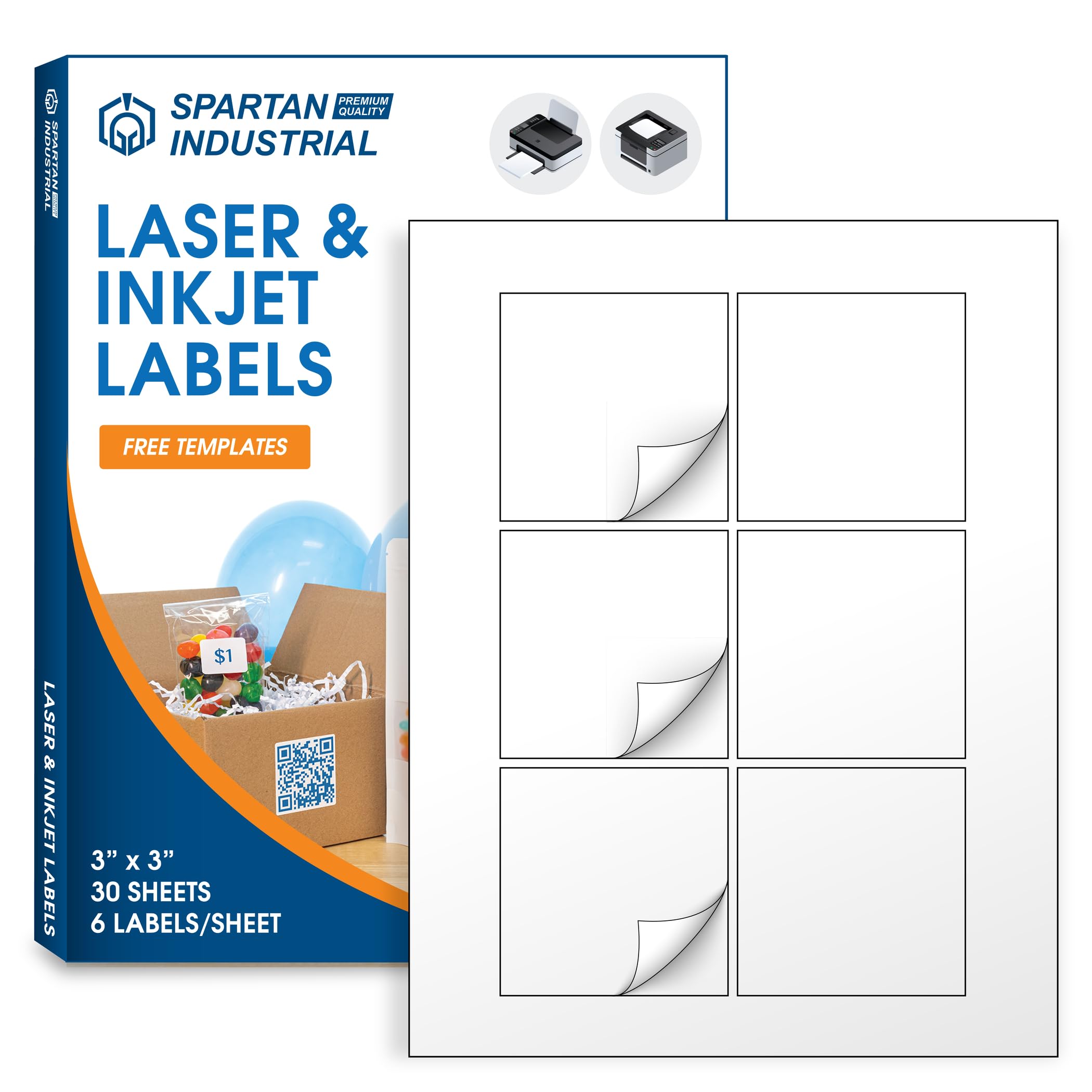 Mua Spartan Industrial Printable Laser and Inkjet Labels - 3" X 3 ...