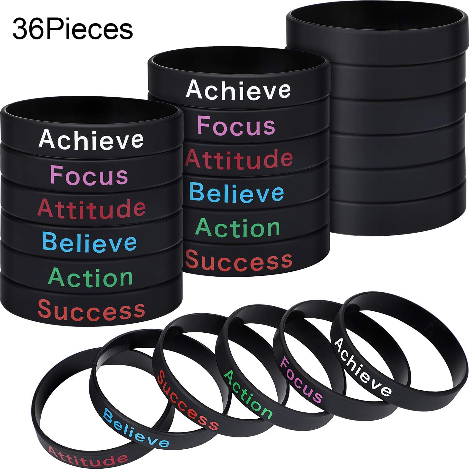 Amazon.com: 36 Pieces Inspirational Silicone Bracelets Motivational ...