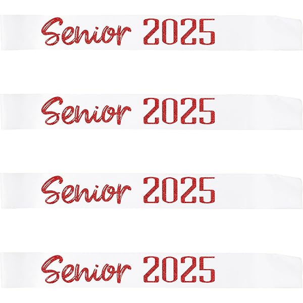 Pep Rally Spirit Sash Senior 2026 Sashes White Satin With Blue Glitter ...