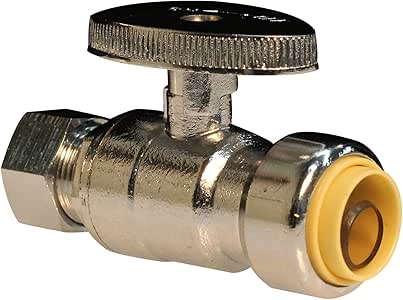 Push Connect PC953S 1/2-Inch Push by 3/8-Inch OD. Comp, Brass Push Fit Quarter Turn Straight ...
