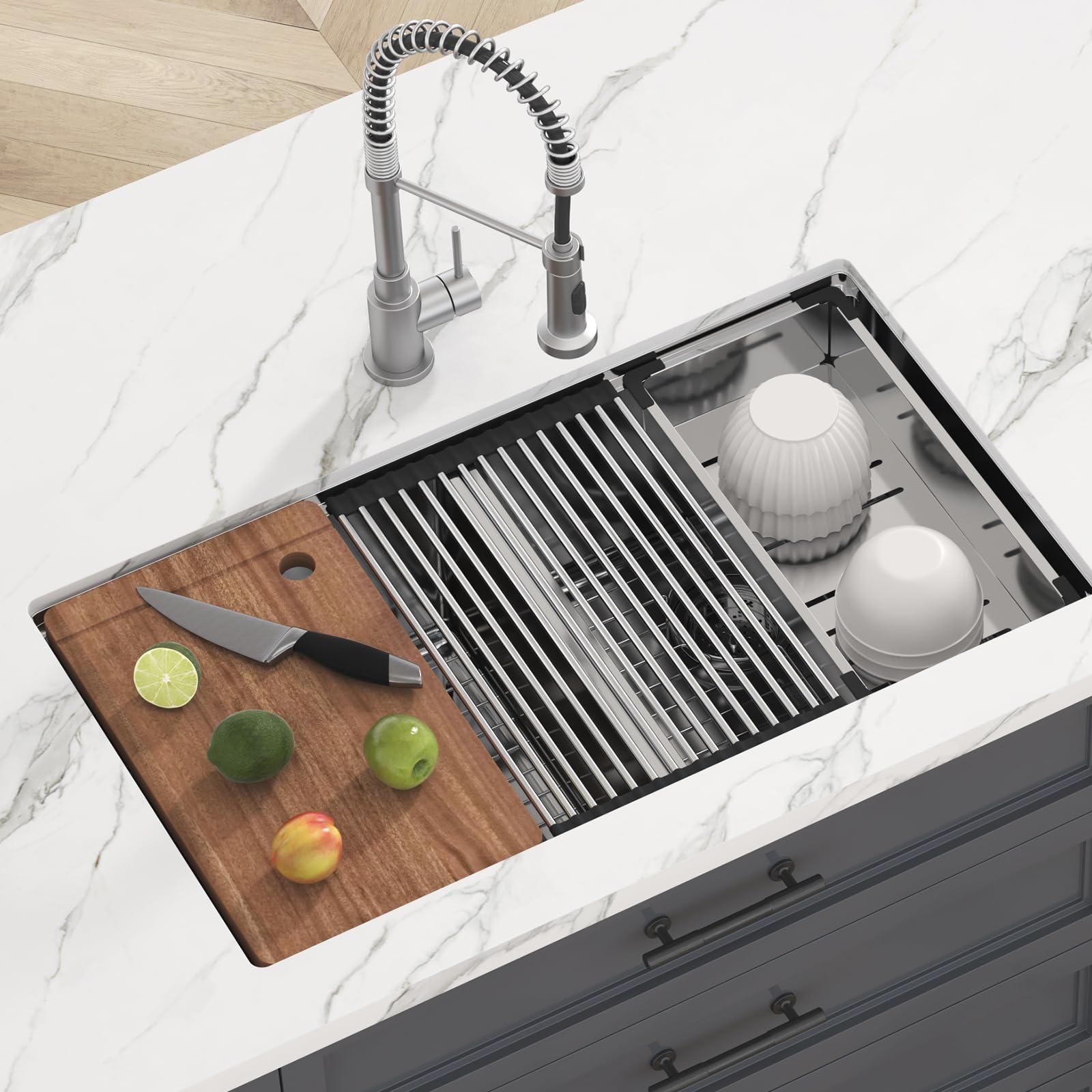 VEVOR Kitchen Sink, 304 Stainless Steel Drop-In Sinks, Undermount ...