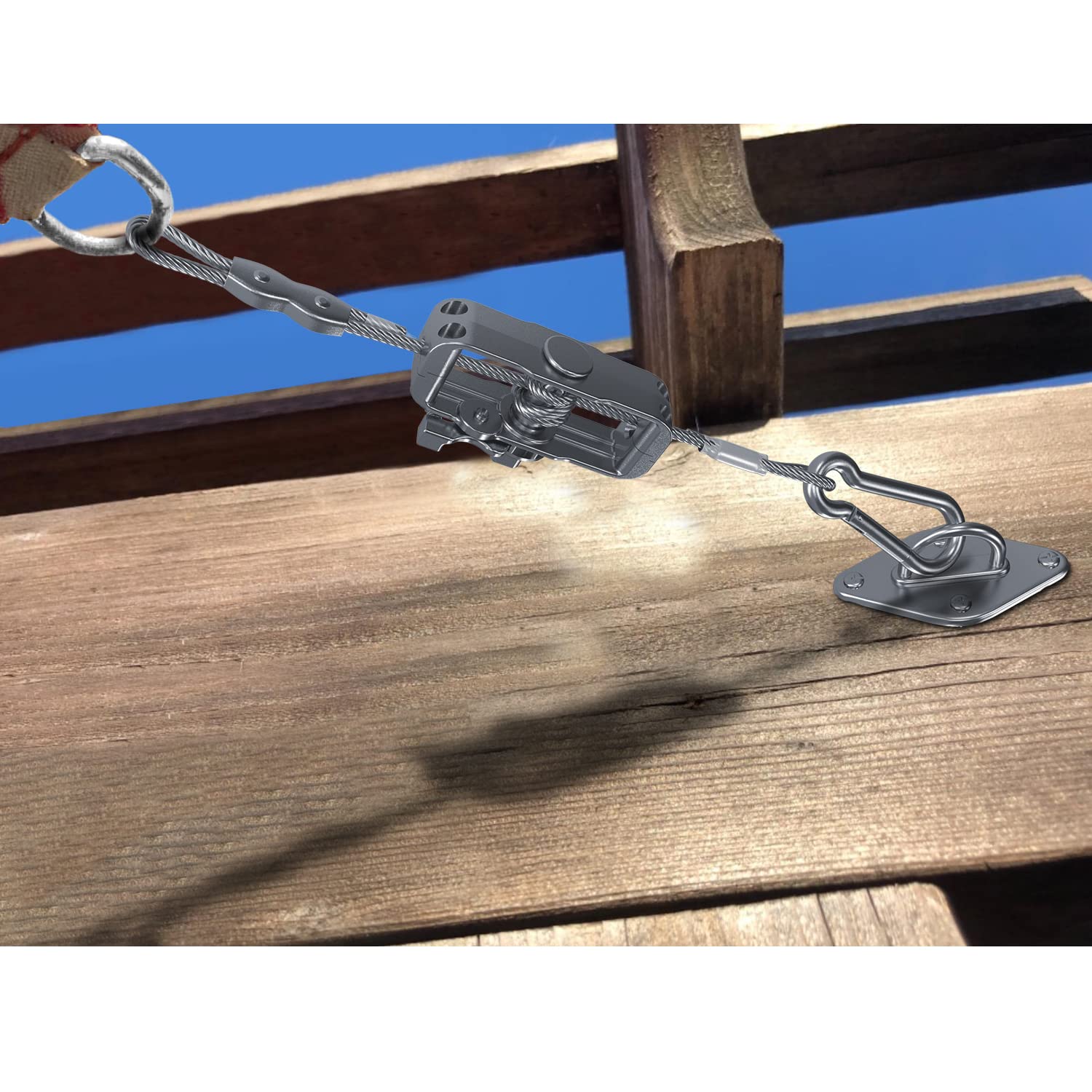 Mua Sun Shade Sail Hardware Kit with Tension Cable Winch Pad Eyes Hooks ...