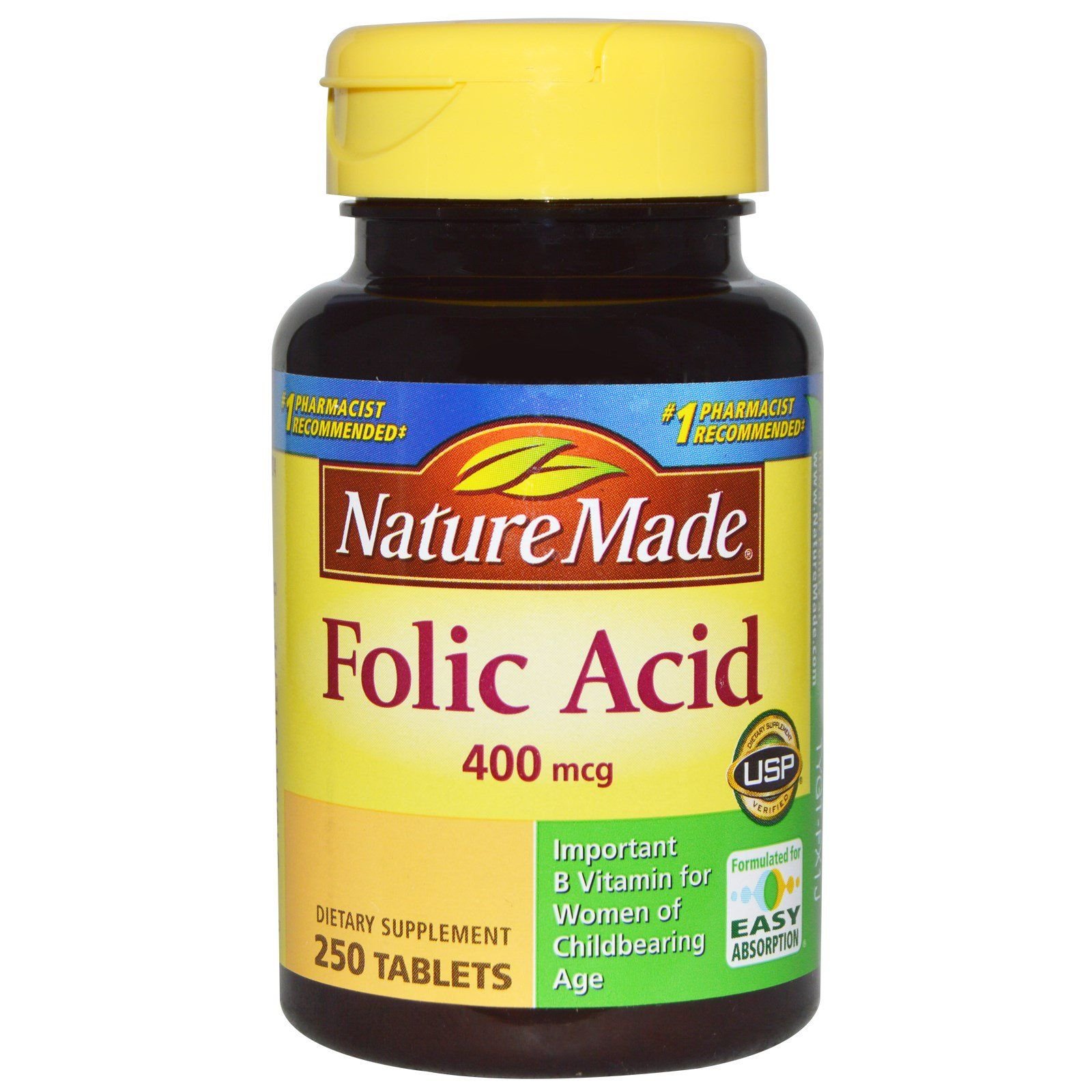 Nature Made Folic Acid 400 mcg (665 mcg DFE) Tablets, 250 Count for ...
