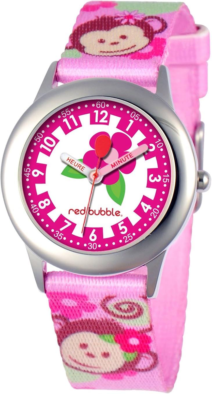 Red-Bubble Watch W002080-Girls-Educational Quartz White Dial Fabric ...