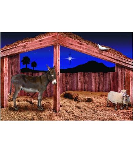 Prop Drops LB Rustic Manger Backdrop Nativity Of Jesus Bethlehem Star ...
