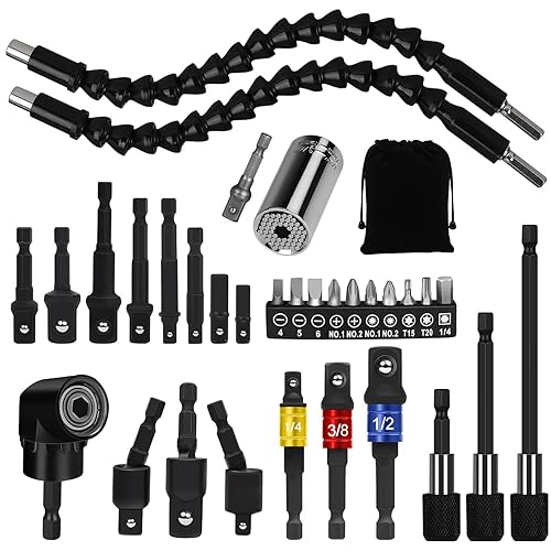 32pcs Flexible Drill Bit Extension Set, 105° Right Angle Drill ...