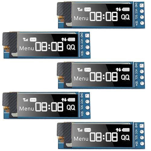 Frienda 5 Pieces I2C Display Module 0.91 Inch I2C OLED Display Module I2C OLED Screen Driver DC ...