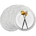 Amazon.com: 50 Pieces Silver Glitter Paper Place Mats Sparkle 14 ...