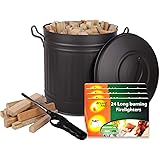 Valiant Fireside Firelighter Holder & Tidy - Black Gloss Steel Storage ...