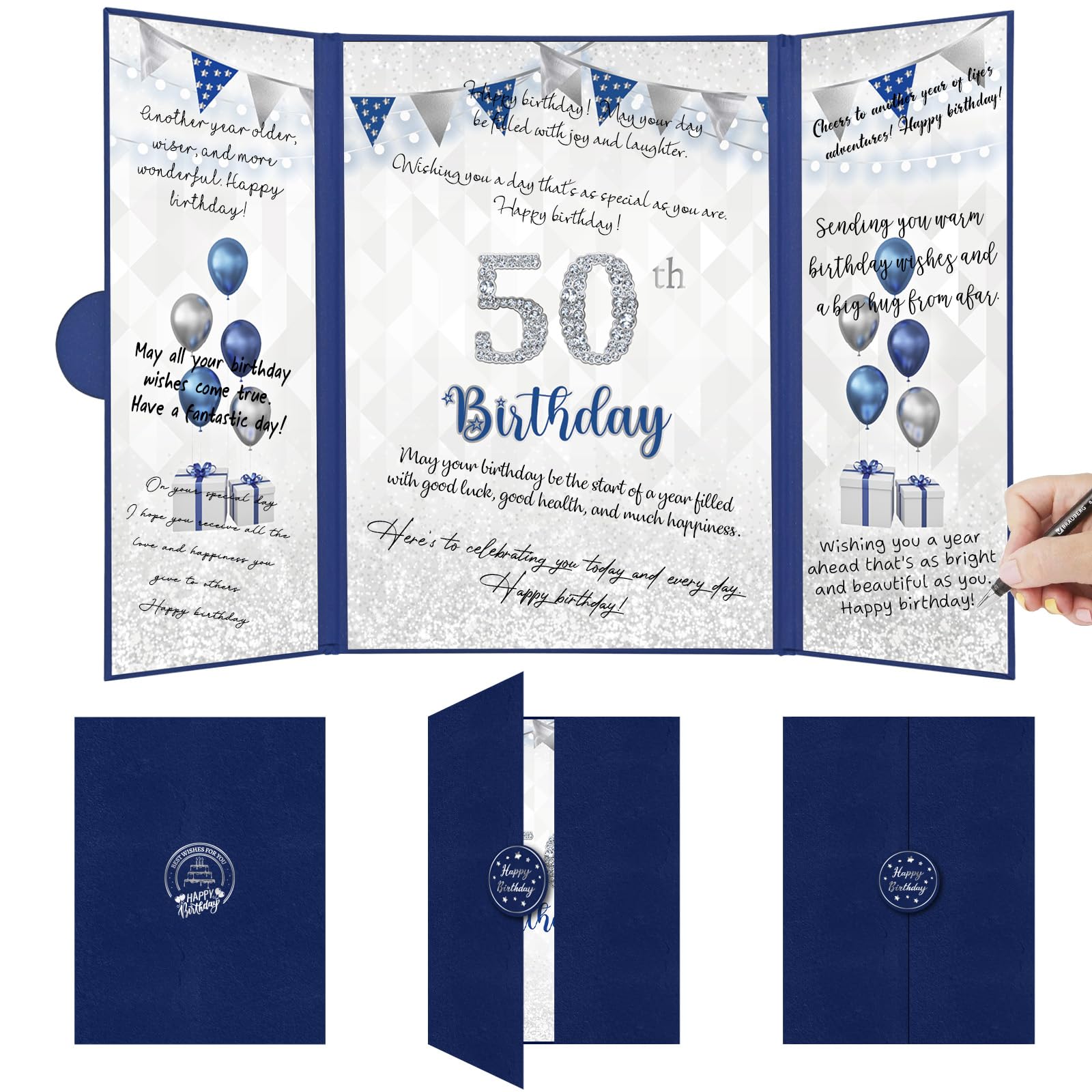 Togvu 50th Birthday Decorations for Men, Navy Blue 50th Birthday Guest ...
