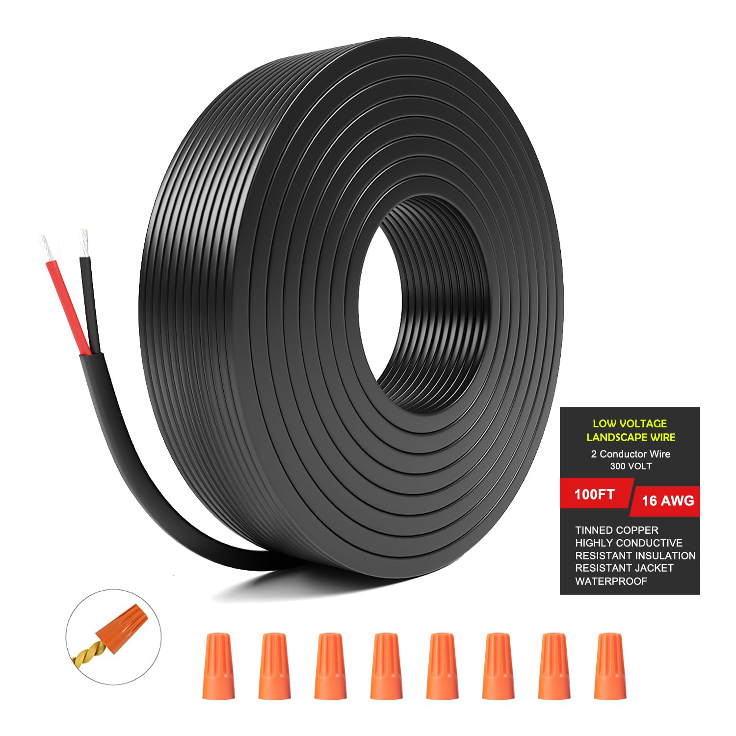 UBOORY 16 Gauge Wire 2 Conductor Electrical Wire, Low Voltage Landscape ...