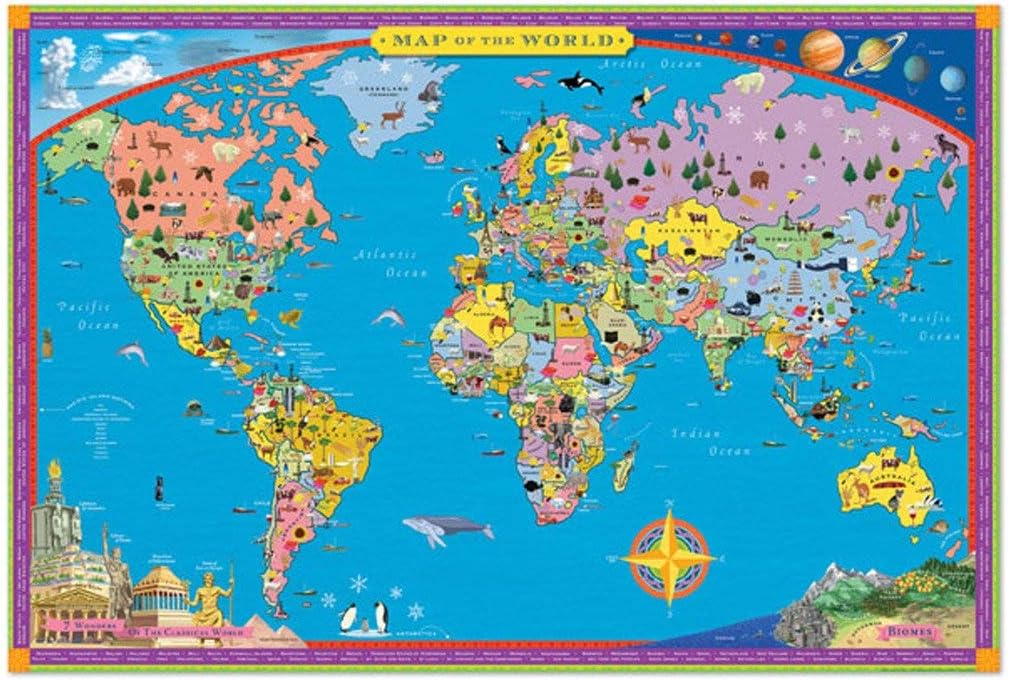 World MAP Kids Geography Educational Poster Art: Amazon.ca: Baby