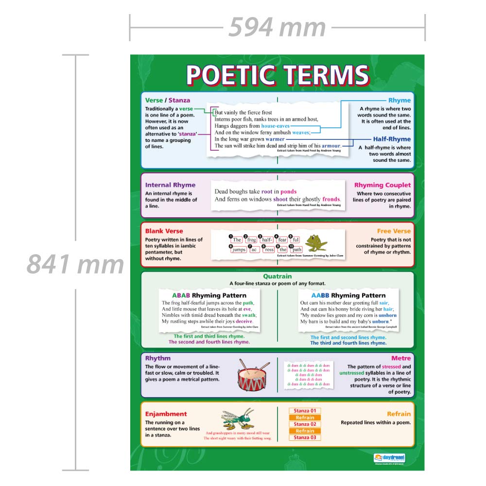 Poetic Terms | English Literature Posters | Gloss Paper measuring 850mm ...