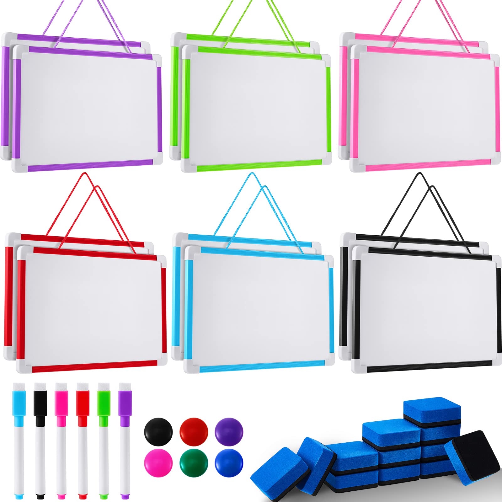 Colarr 12 Set Hanging Magnetic Dry Erase Board 8'' x 12'' Small Double ...
