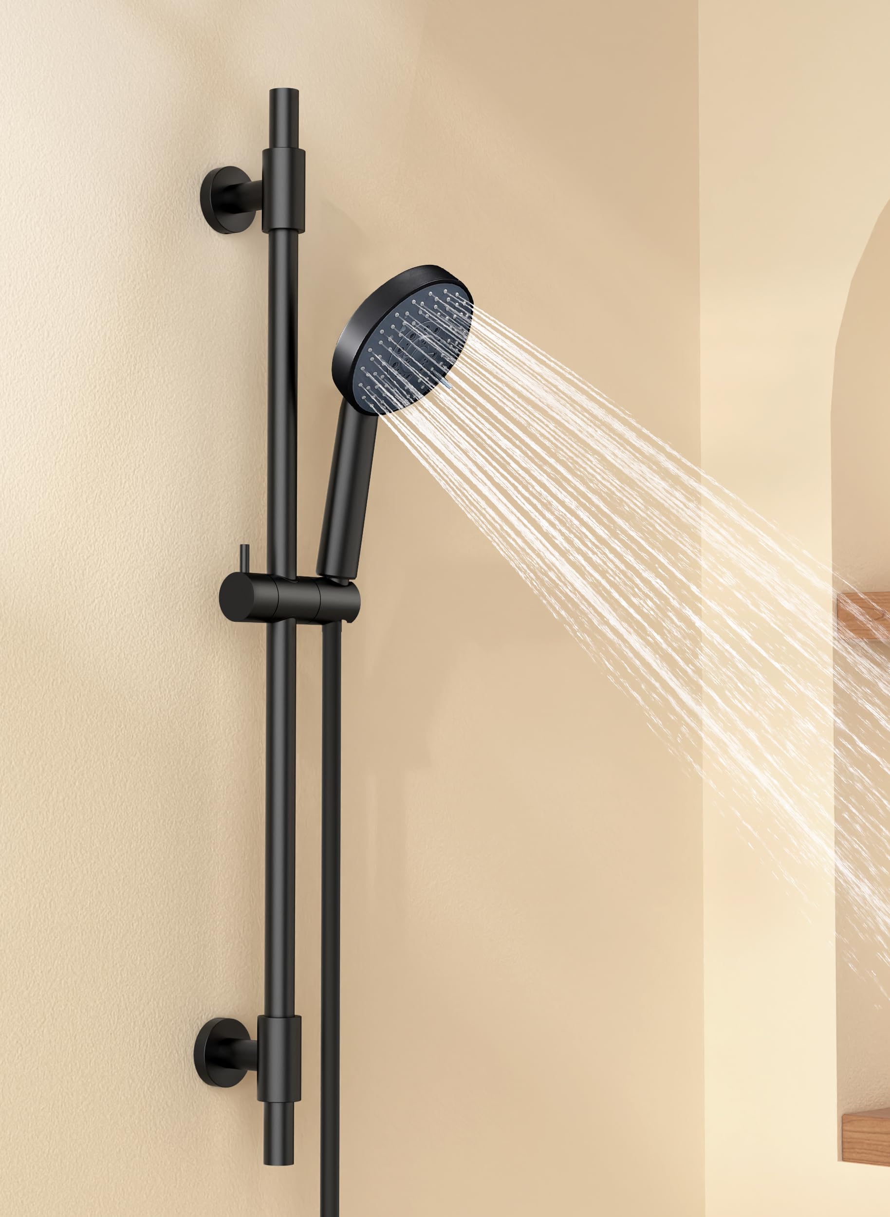KES Matte Black 30-Inch Shower Slide Bar with Adjustable Handheld ...