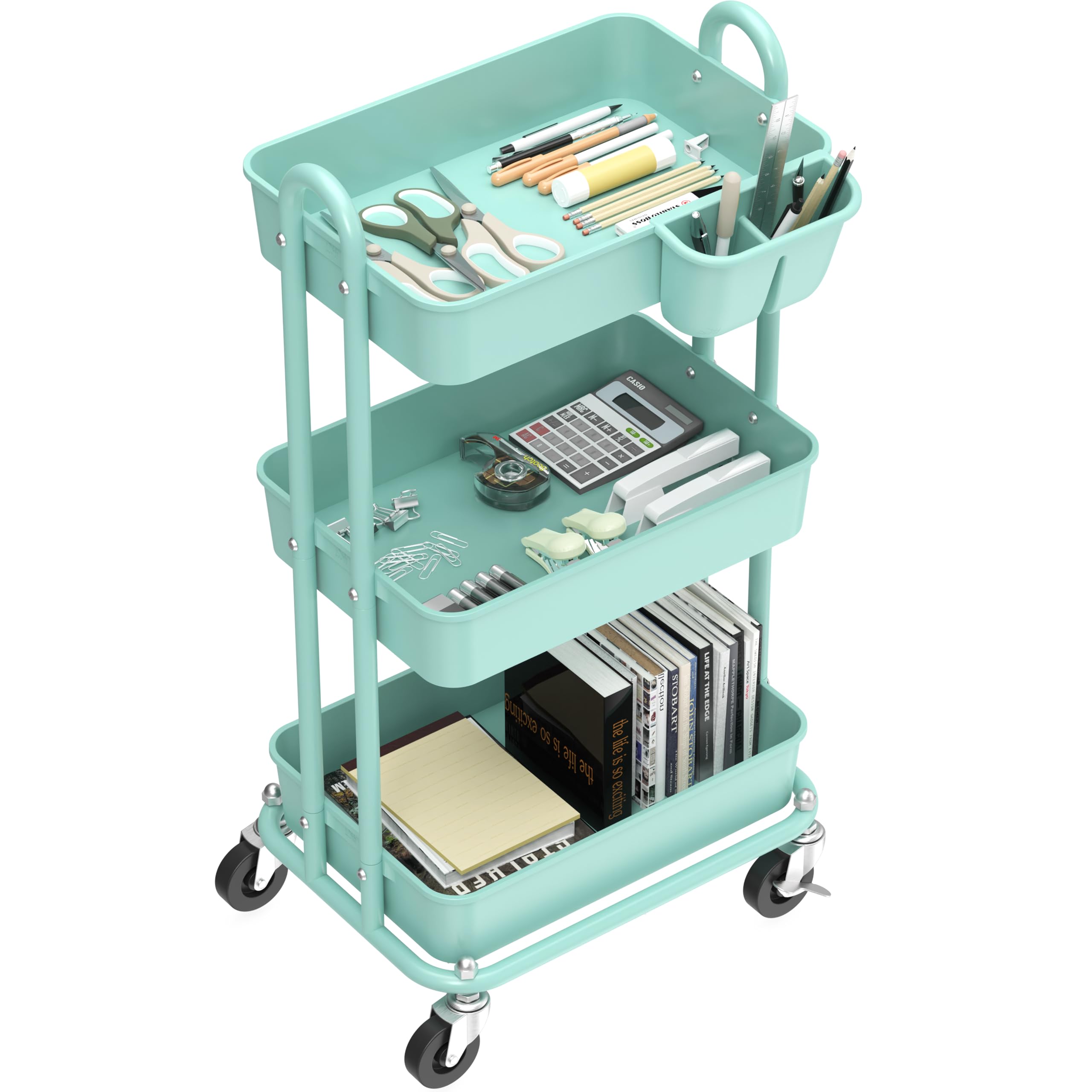 Simple Houseware 3-Tier Multifunctional Rolling Utility Cart With ...