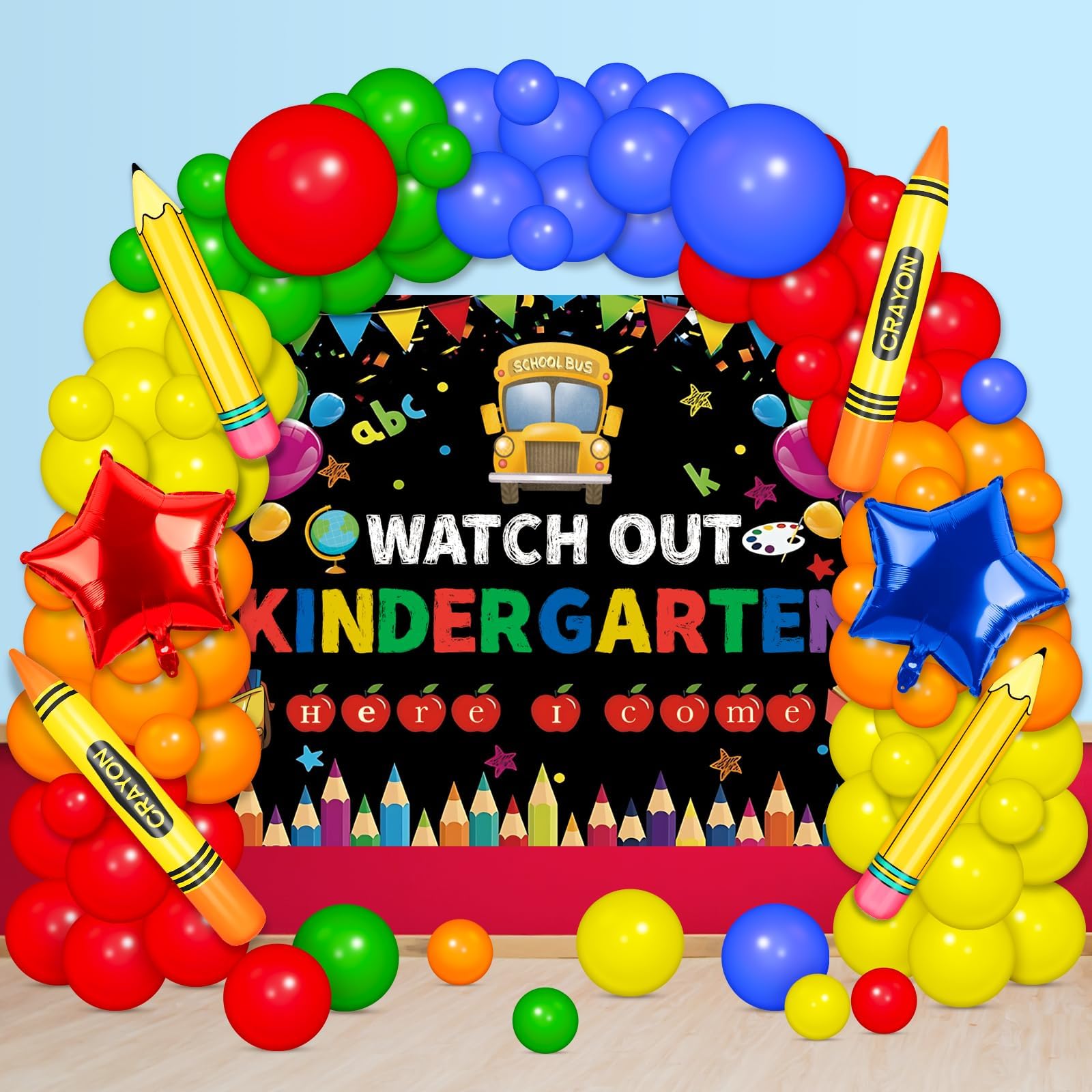 149 Pcs Back to School Balloon Arch Kit Include Orange Blue Green ...