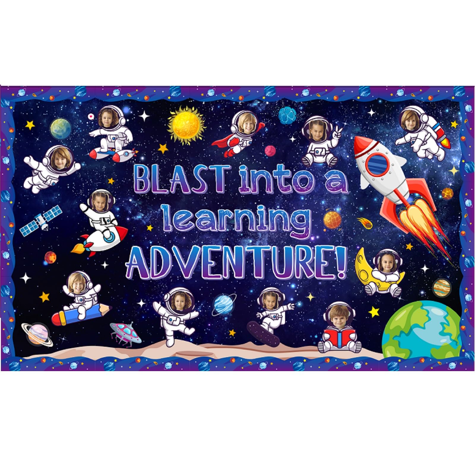 Pajean Outer Space Bulletin Board Set Space Classroom Decorations Blast ...